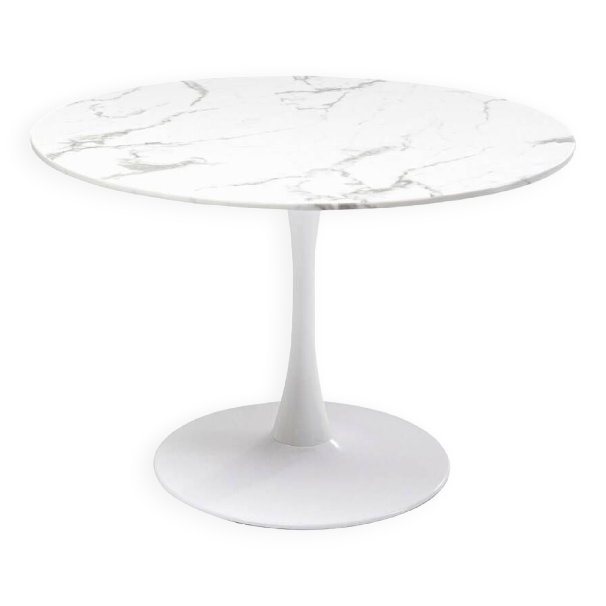 Table à manger tulipe en marbre et acier laqué 110cm. Seventies design ...