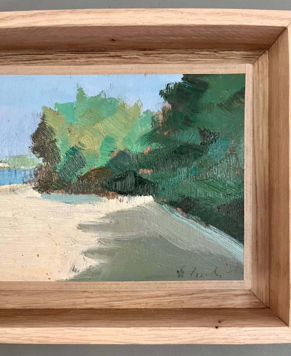 Tableau Walter Cecchi signé cadre américain en chêne | Selency