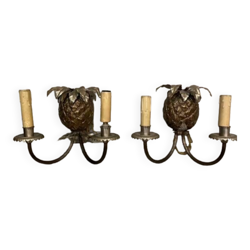 Pair of Maison Charles bronze wall lights from the 60s/70s | Selency