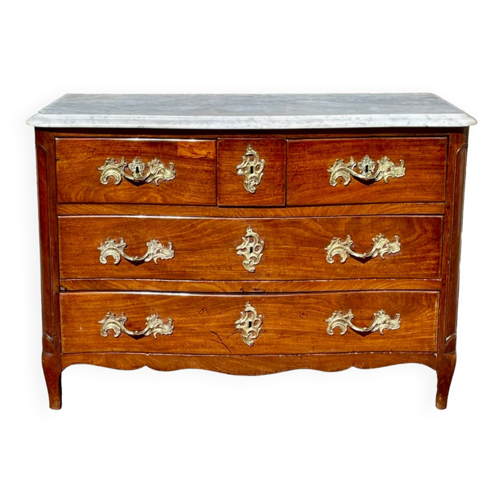 Commode d’Époque Louis XV en Acajou Signée Pierre Roussel, XVIIIe | Selency