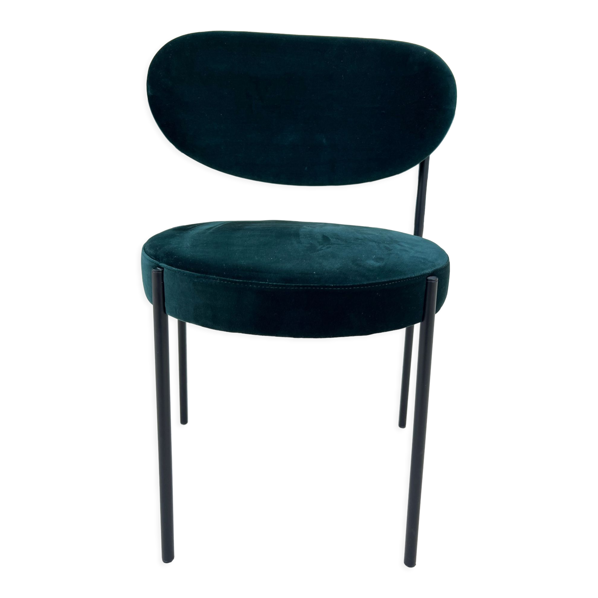 Verpan chair series 430, velvet harald 982 dark green, black frame ...