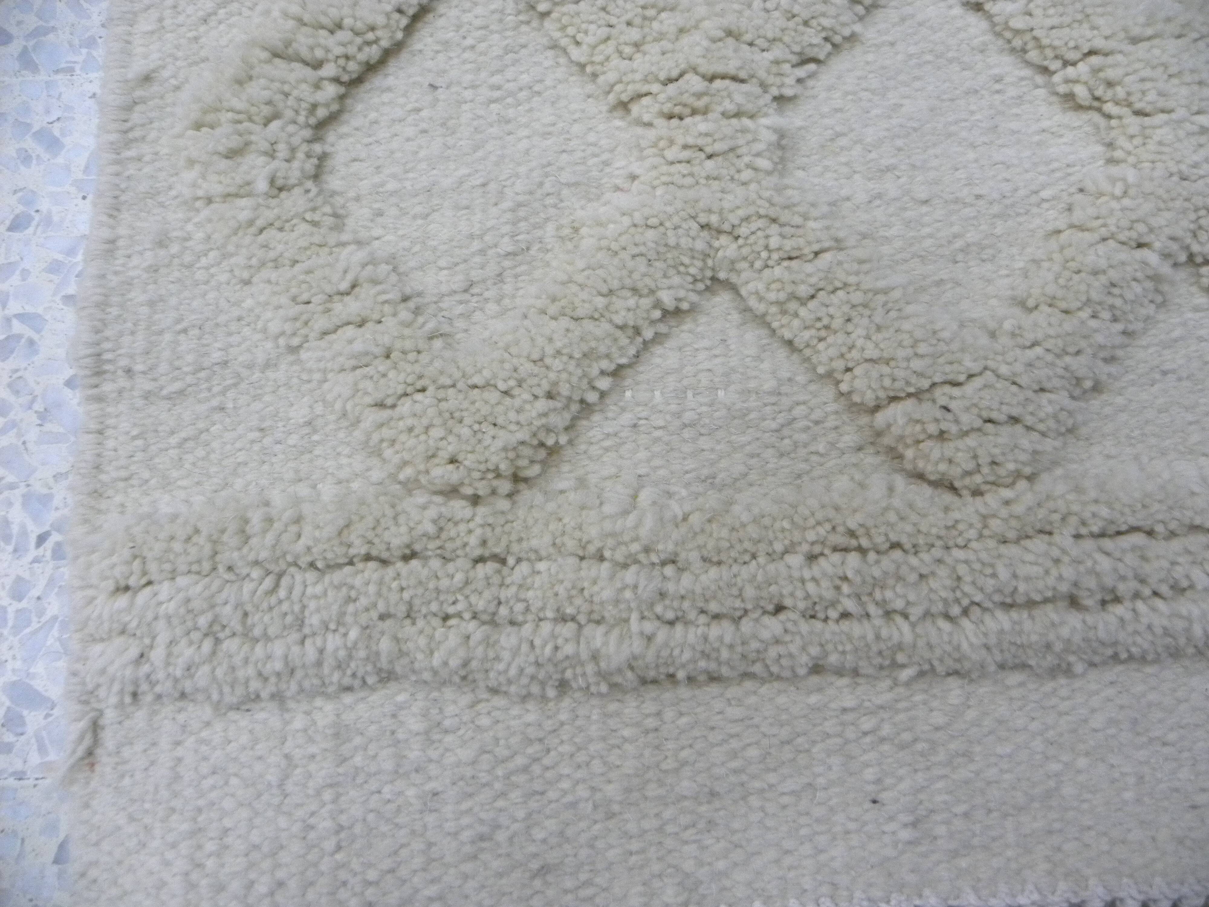 Tapis Berbère Tunisien Laine Écru – Tissé Main, Style Bohème ...