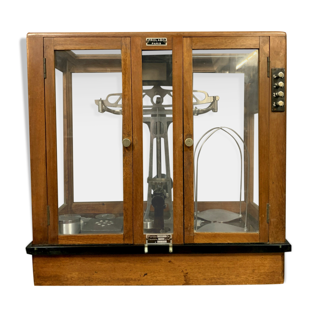 Prolabo Paris around 1900 old precision scale in its original showcase ...