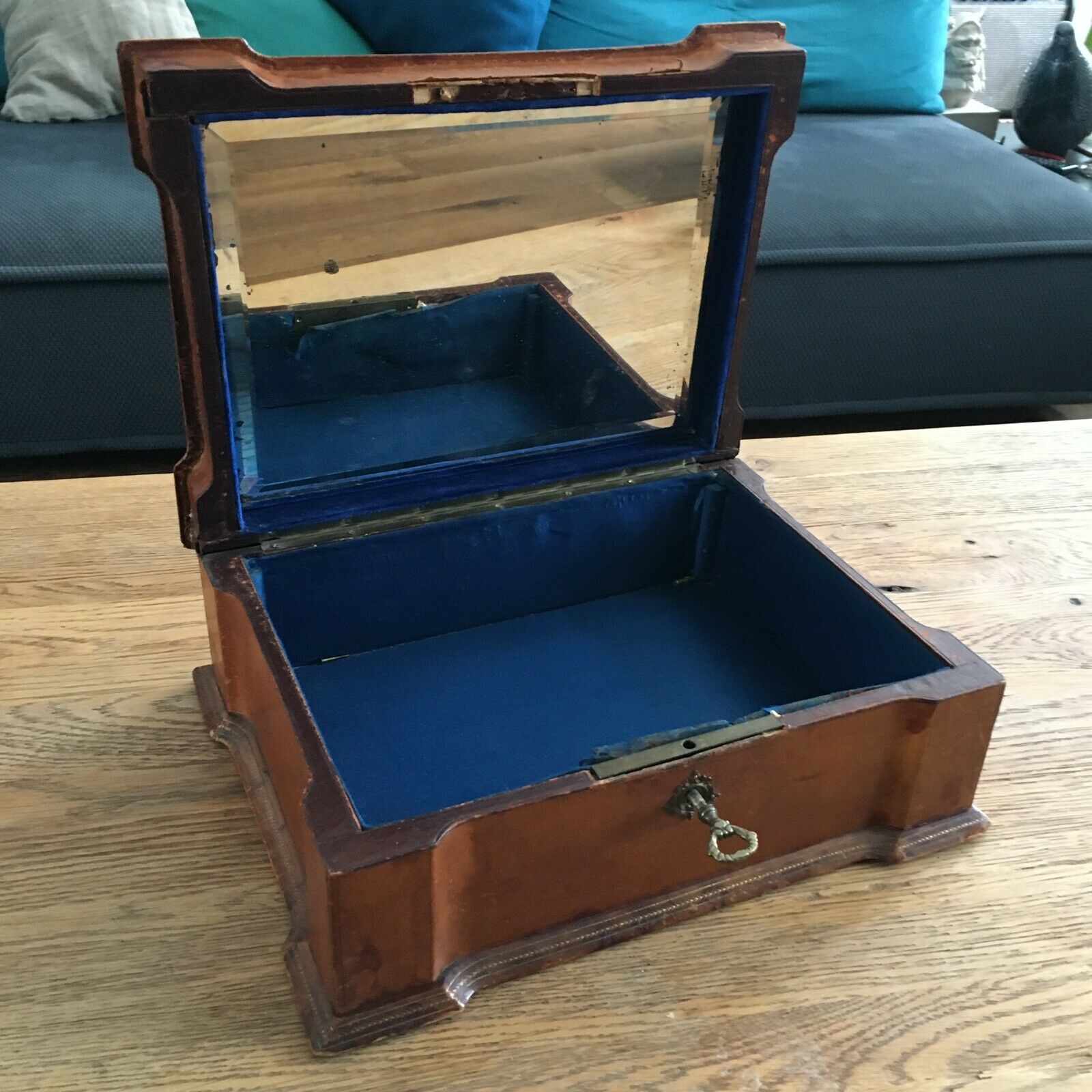 Coffret gainé de cuir empire aigle couronnes de laurier miroir biseauté ...