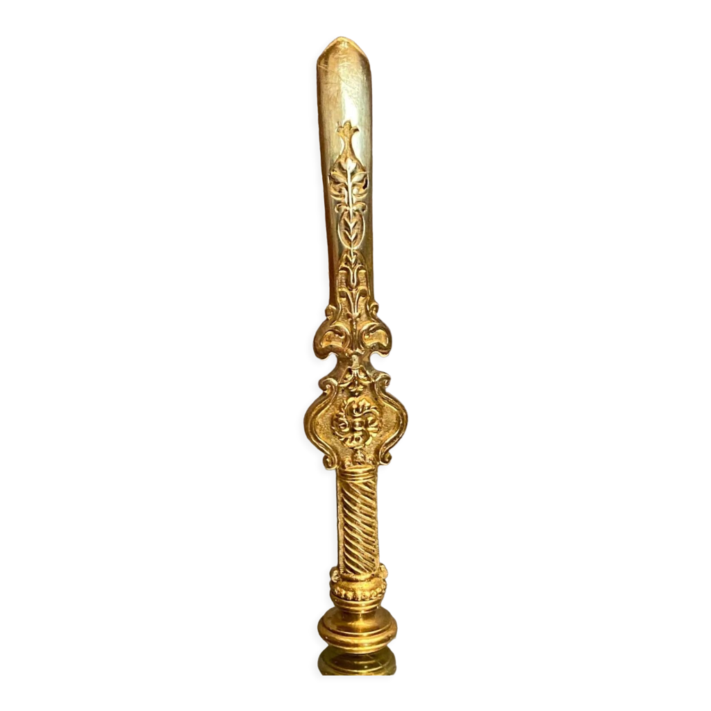 Cachet sceau vierge coupe-papier en bronze doré style Louis XIV | Selency