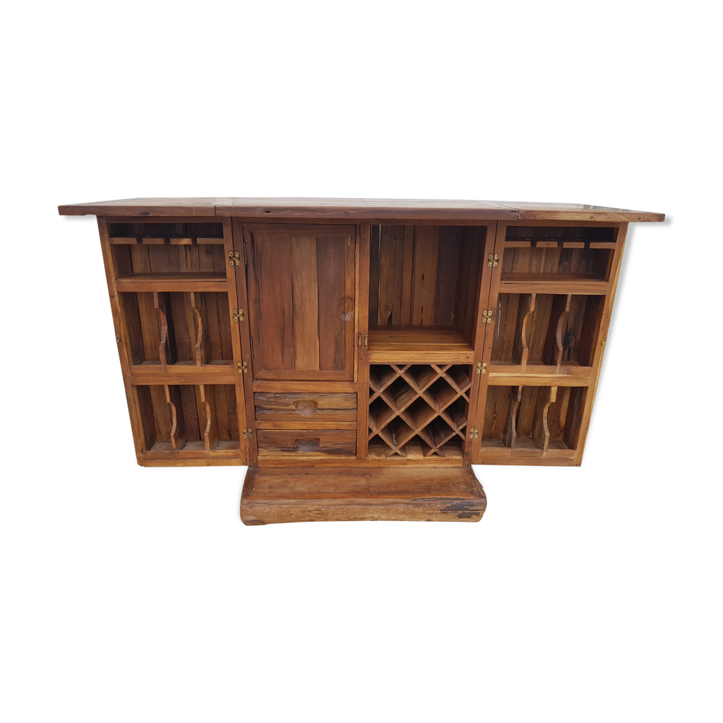 Meuble bar ouvrant en chêne massif | Selency