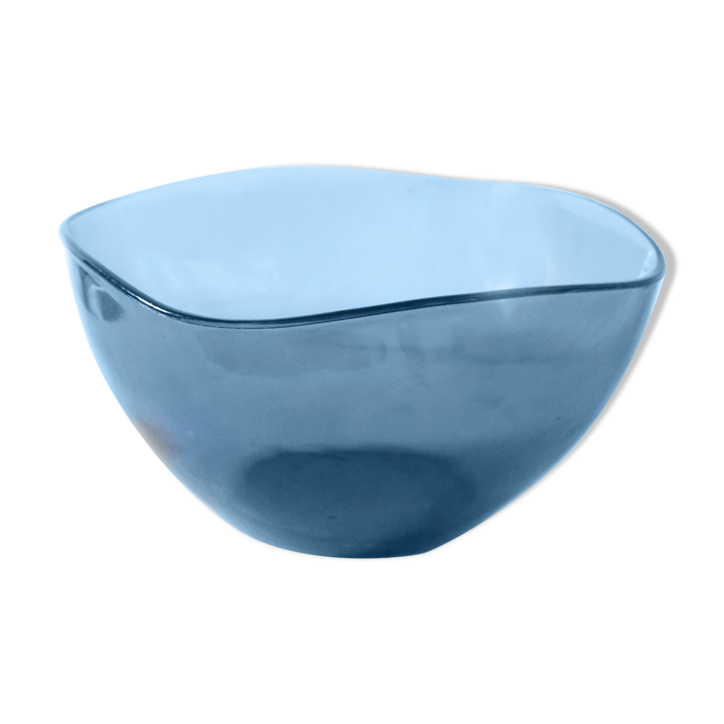 Saladier en verre bleu, Vereco, vintage | Selency