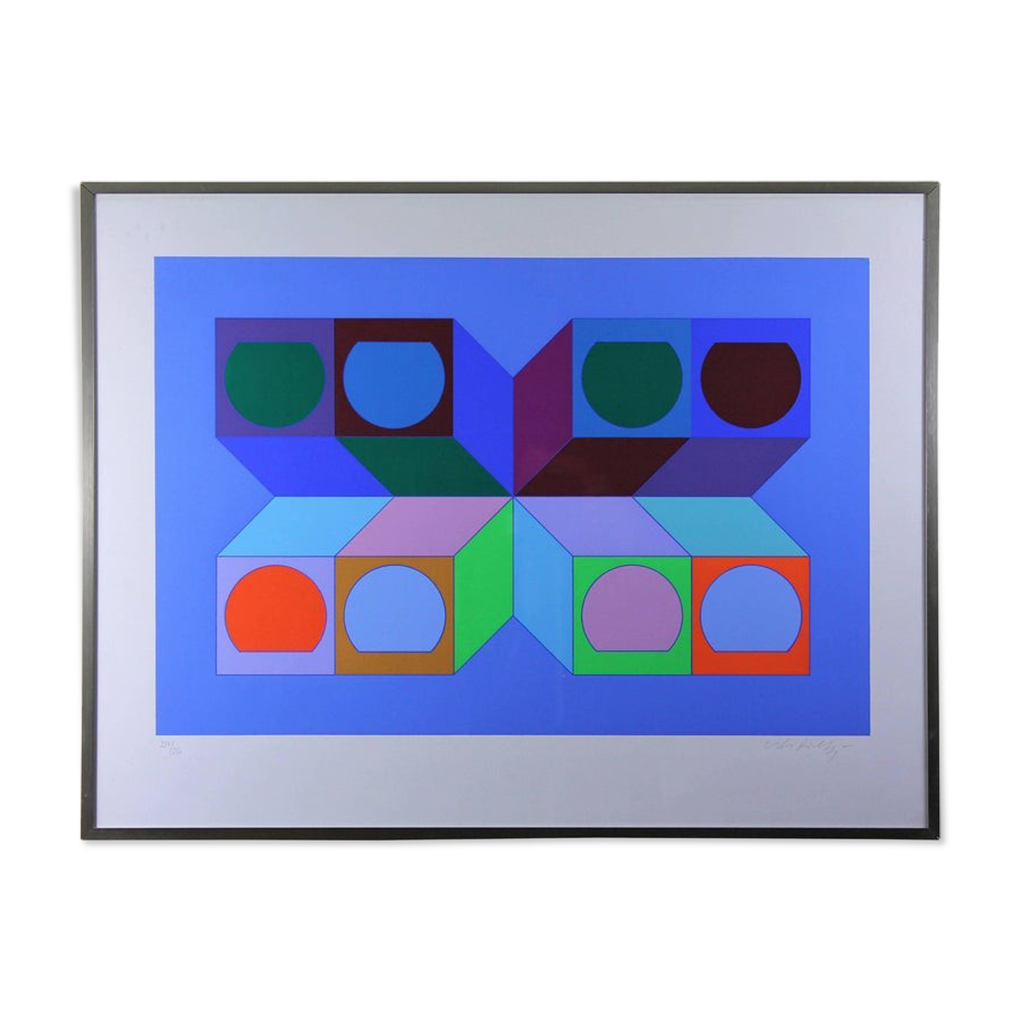 Série Cube, sérigraphie, 1974, signé et numéroté, Victor Vasarely | Selency