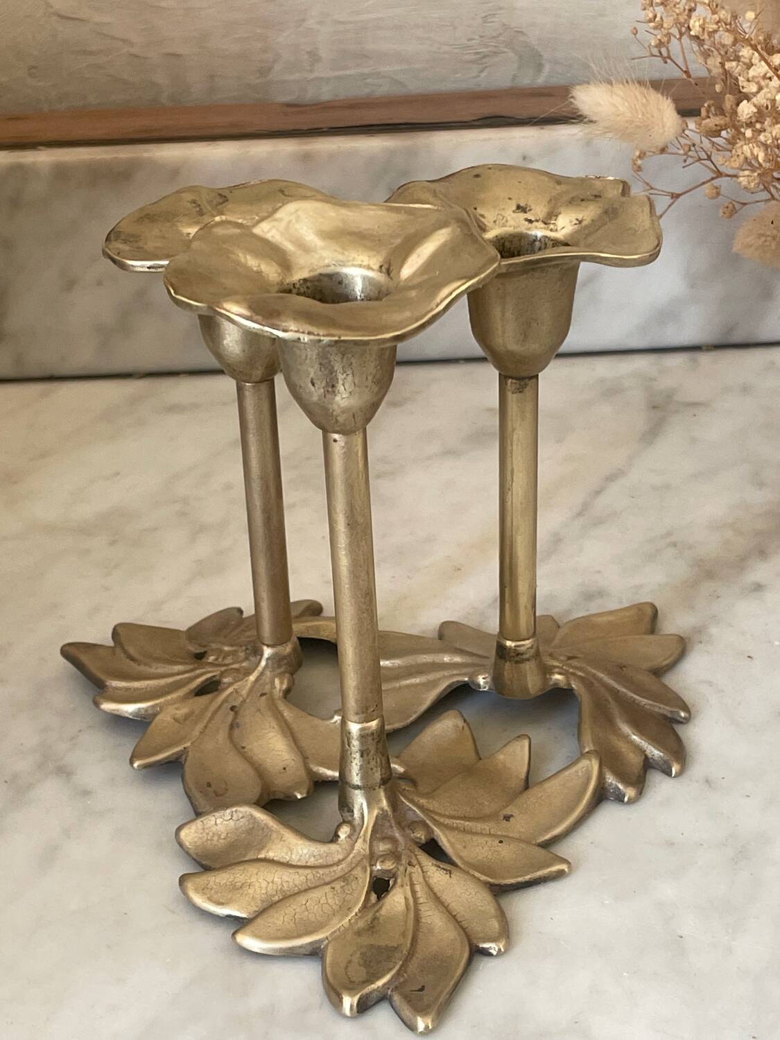 Chandelier fleurs en laiton vintage | Selency