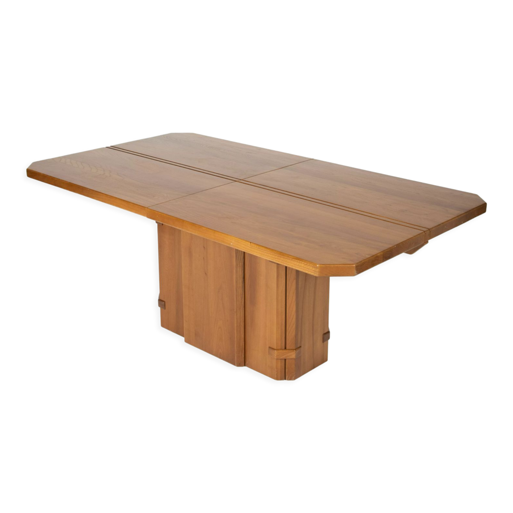 Table à manger en orme massif, 1970s | Selency