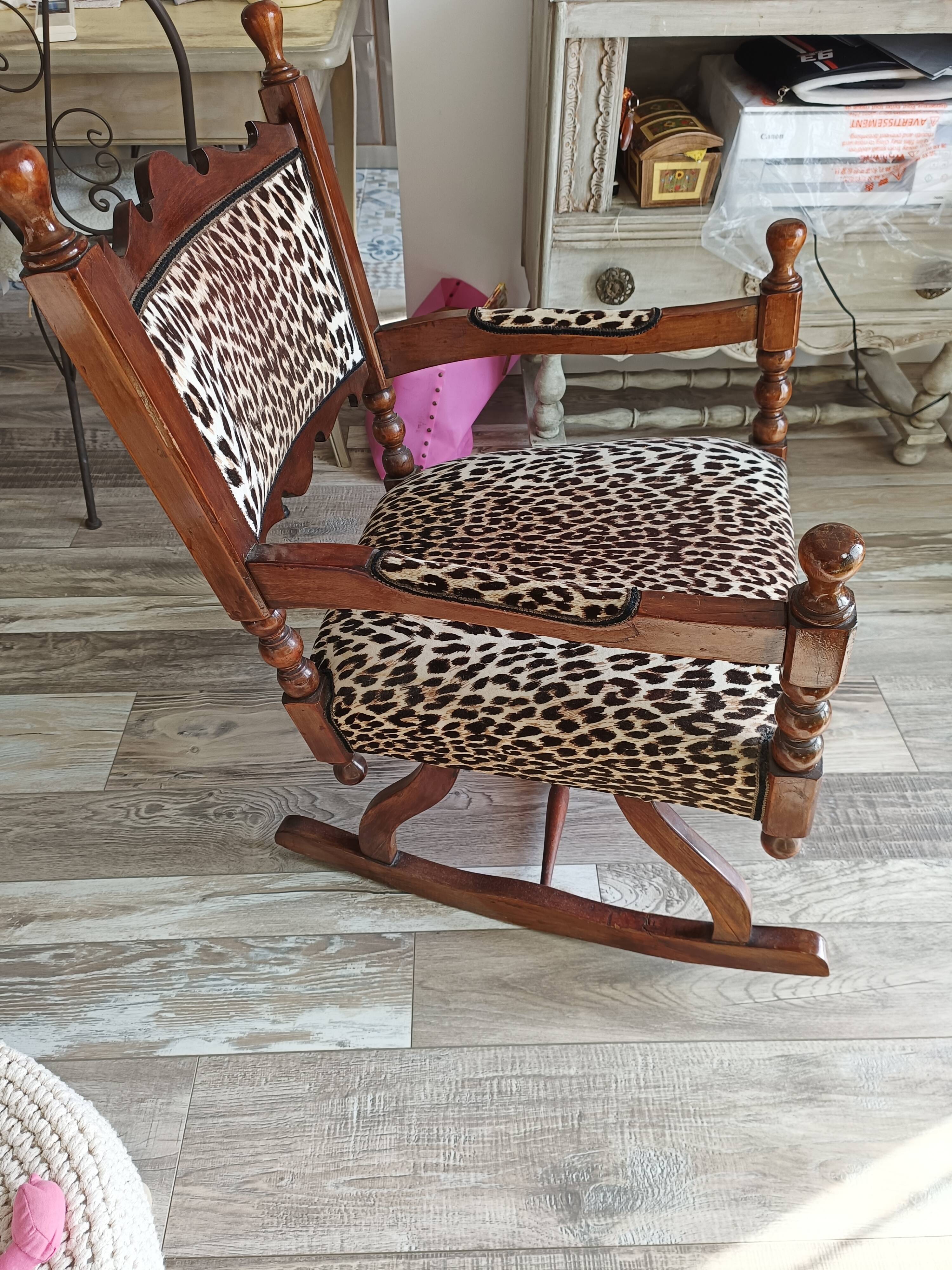 Fauteuil rocking-chair imprimé léopard | Selency
