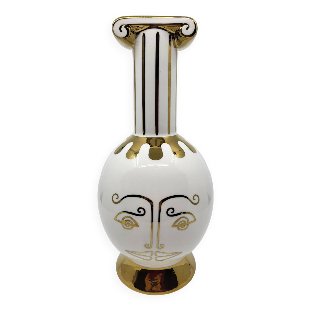 Carafe ou Vase Vincent Darré X Monoprix en céramique blanche et doré ...