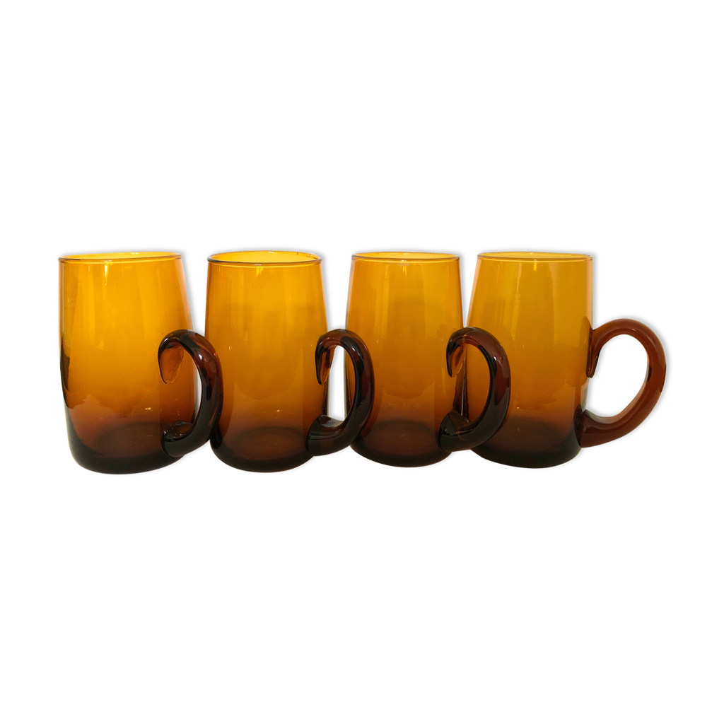 Série de 4 mugs verre fumé | Selency