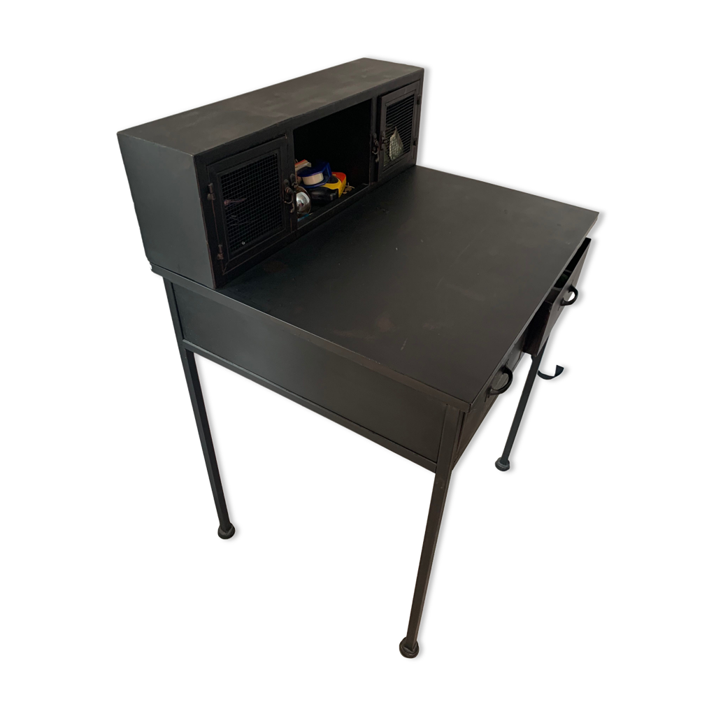 Bureau noir en fer industriel | Selency