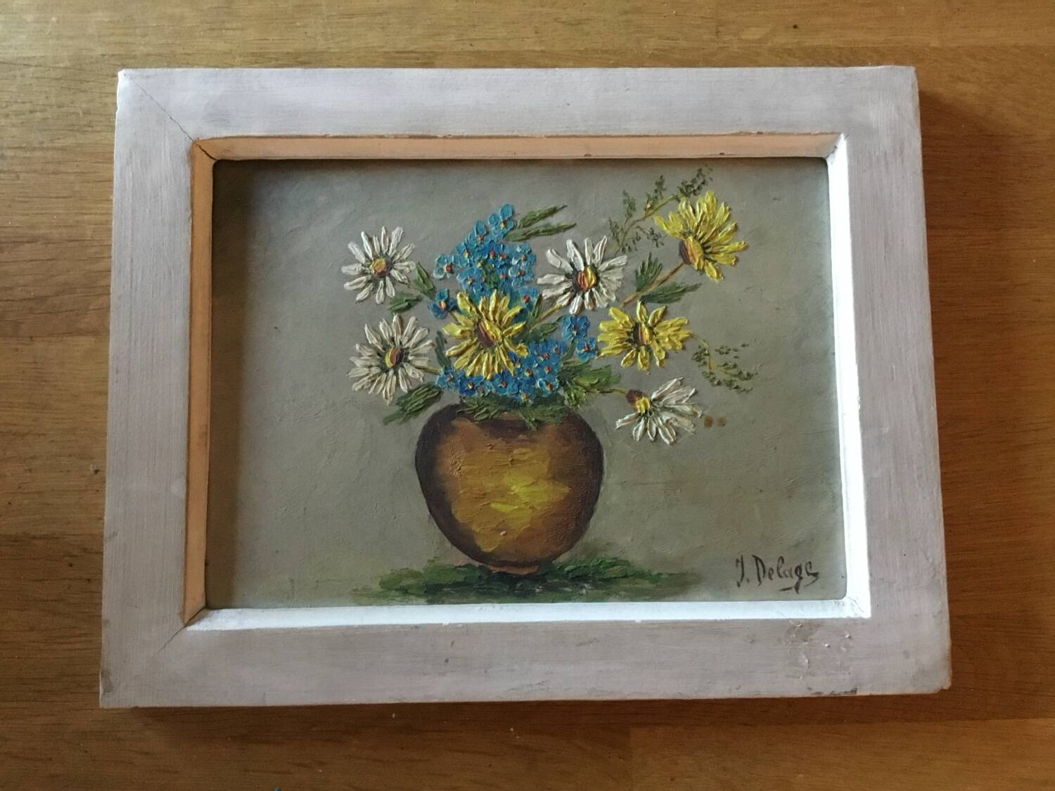 Tableau peinture à l’huile J Delage | Selency