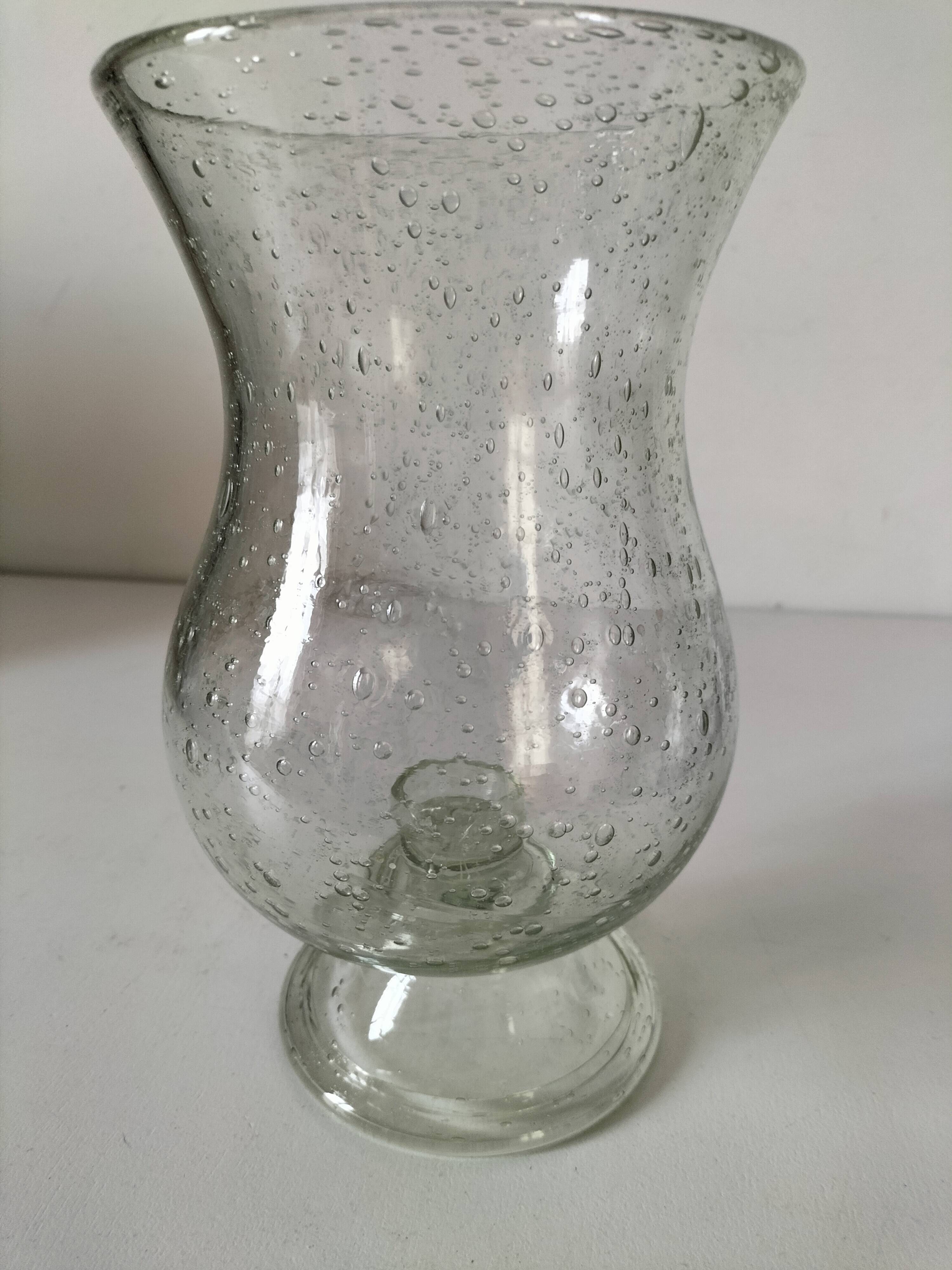 Photophore en verre bullé soufflé, forme balustre – esprit atelier ...