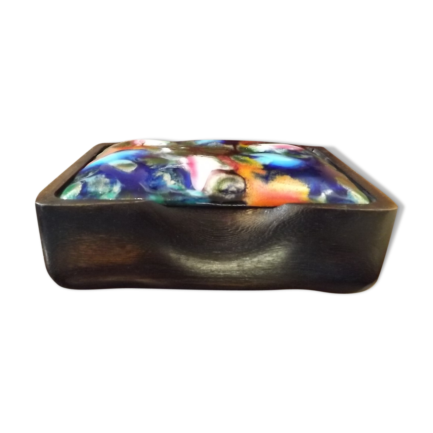 Coffret boite à bijoux en noyer émaillé émail J. Capo Limoges vintage ...