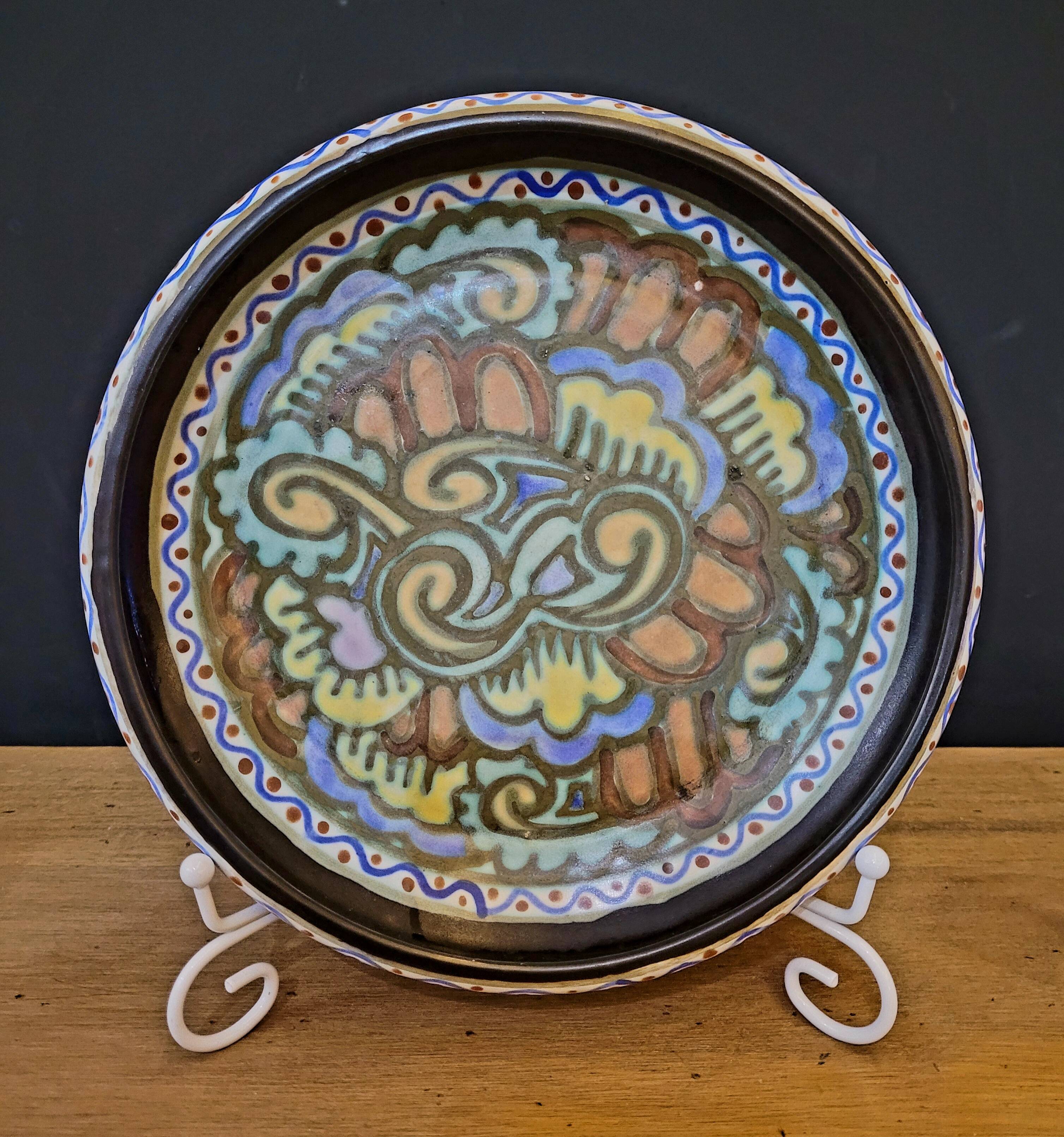 Plat Art Déco - Céramique CM Bergen - Emaux de Bergen | Selency