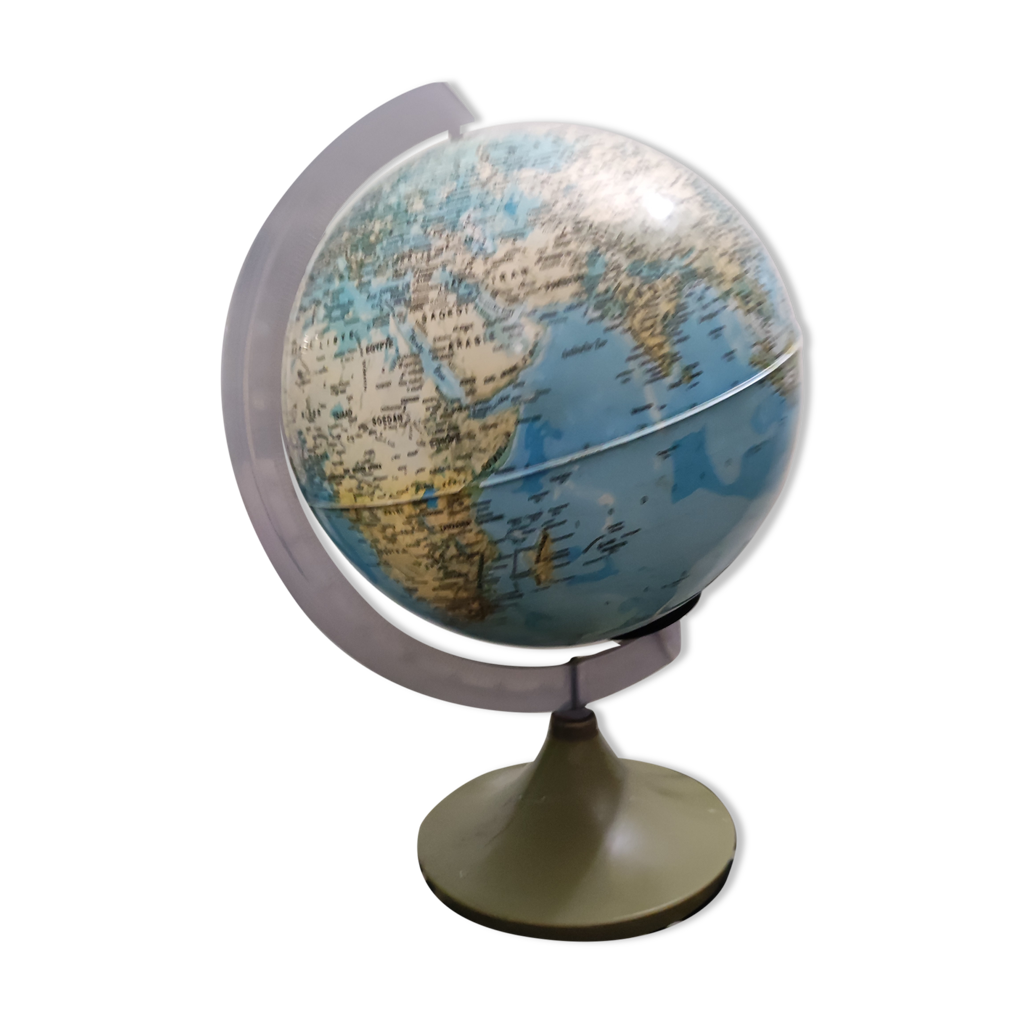 Globe terrestre lumineux mappemonde pied tulipe vintage Werelbol Italy ...