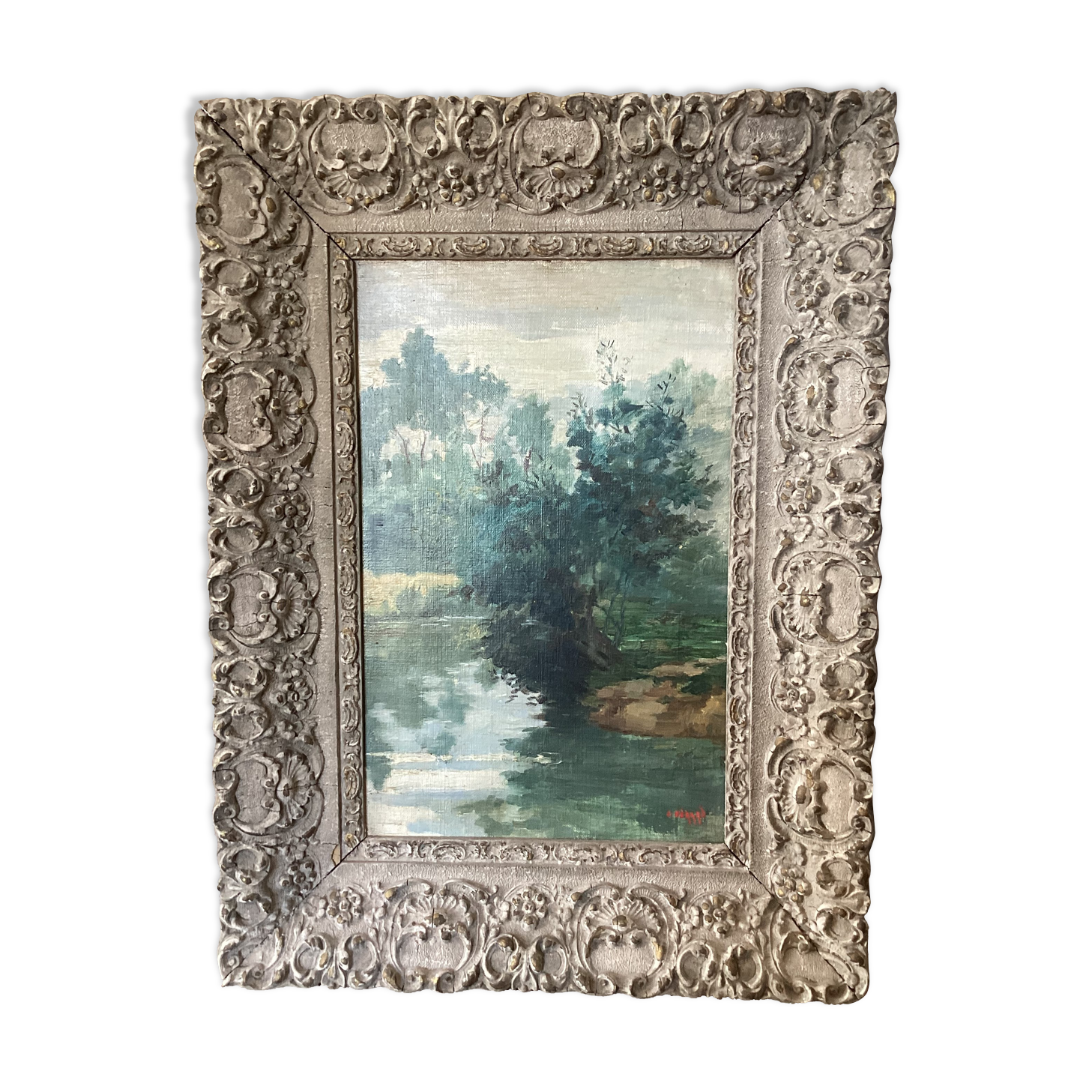 Ancien tableau signé -J.Gerard- Huile sur toile cadrée dimension : H-46 ...