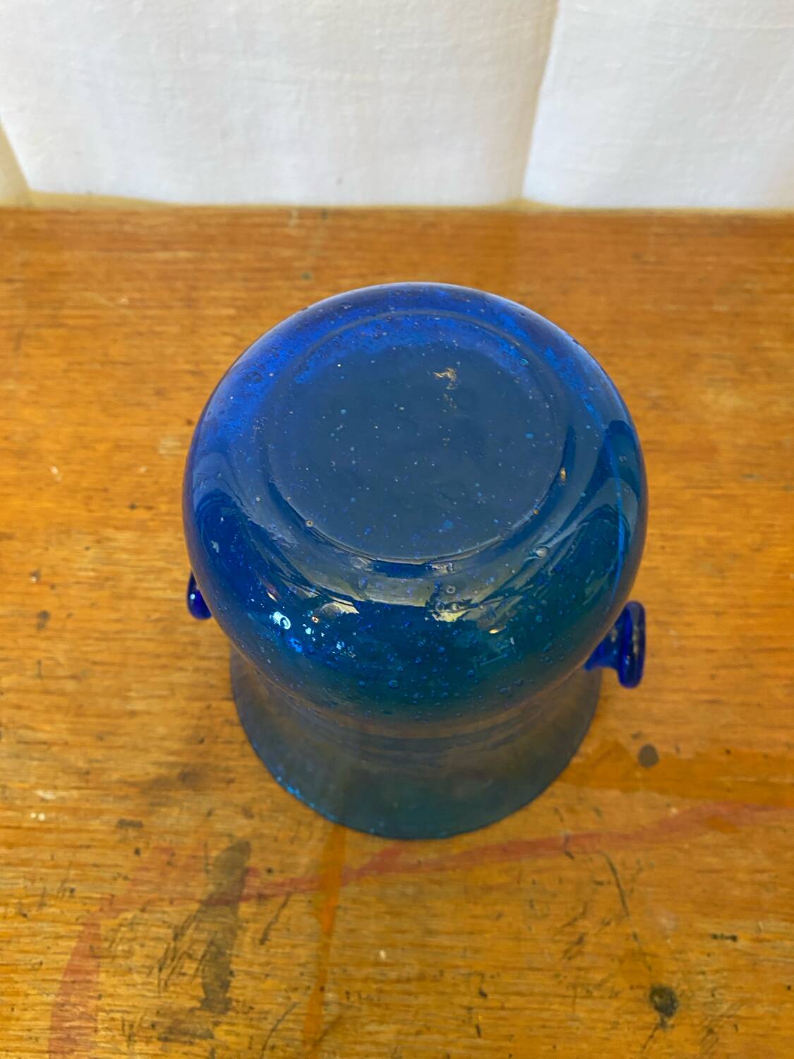 Seau a glace ancien style biot verre soufflé bullé bleu vintage | Selency