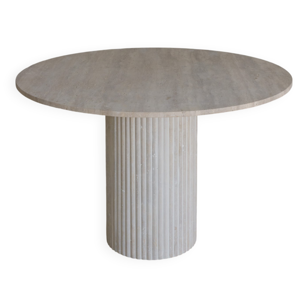 Table à manger Omega circulaire travertin naturel 120cm | Selency