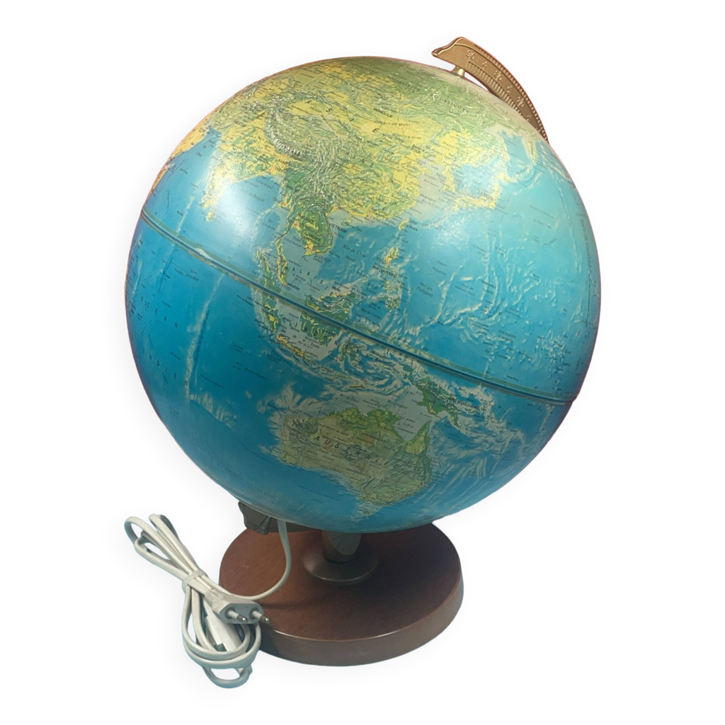 World map, replogle terrestrial globe Horizon Mondiale, Chicago 1970 ...