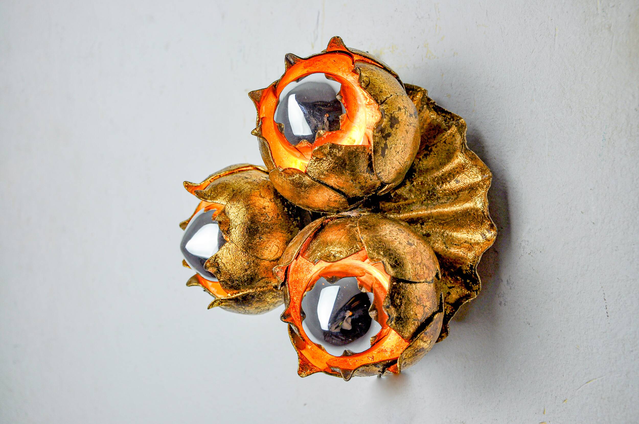 Paire d'appliques "fleurs" par Ferro Arte, Espagne, 1960 | Selency