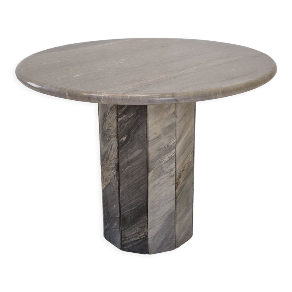 Round italian marble coffee or side table, 1980's | Selency