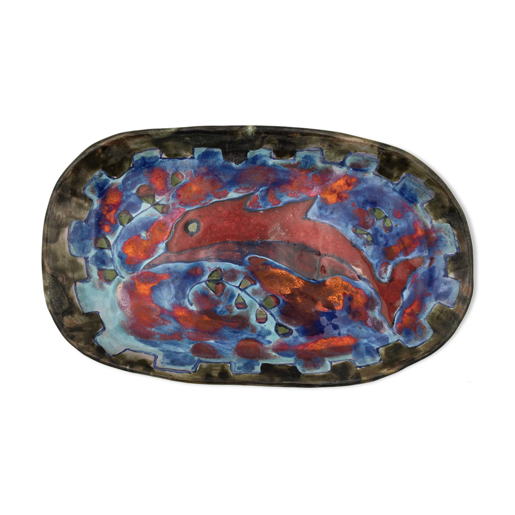 Coupe décorative en céramique émaillée" signée Arlette Roux, Juan-Les ...