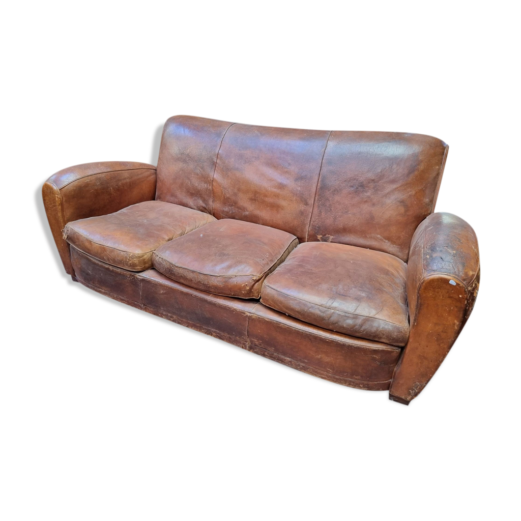 Banquette club en cuir des années 1930 | Selency