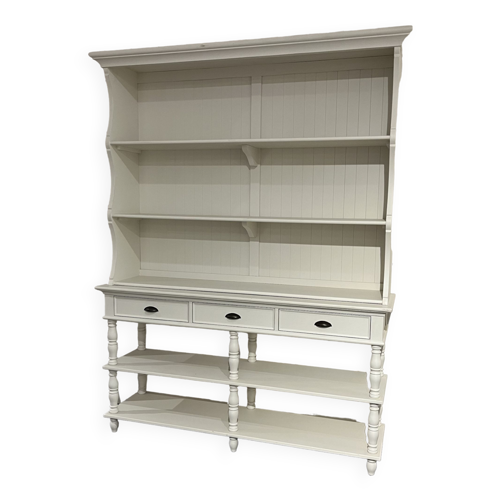 Vaisselier double corps blanc, 5 étagères et 3 tiroirs | Selency