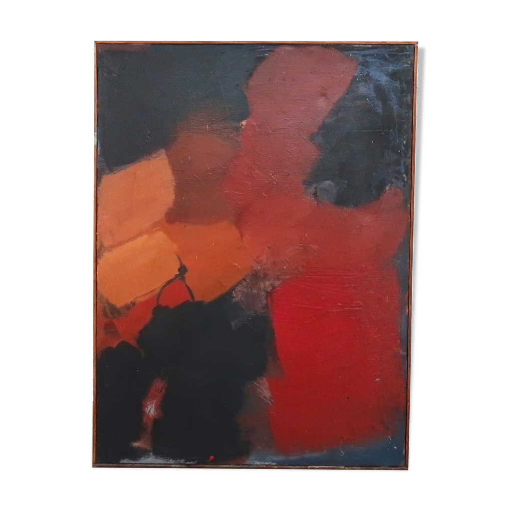 Peinture abstraite, tons chauds, années 50 | Selency