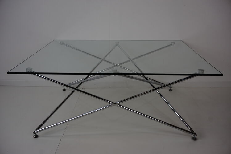Table basse chrome et verre | Selency