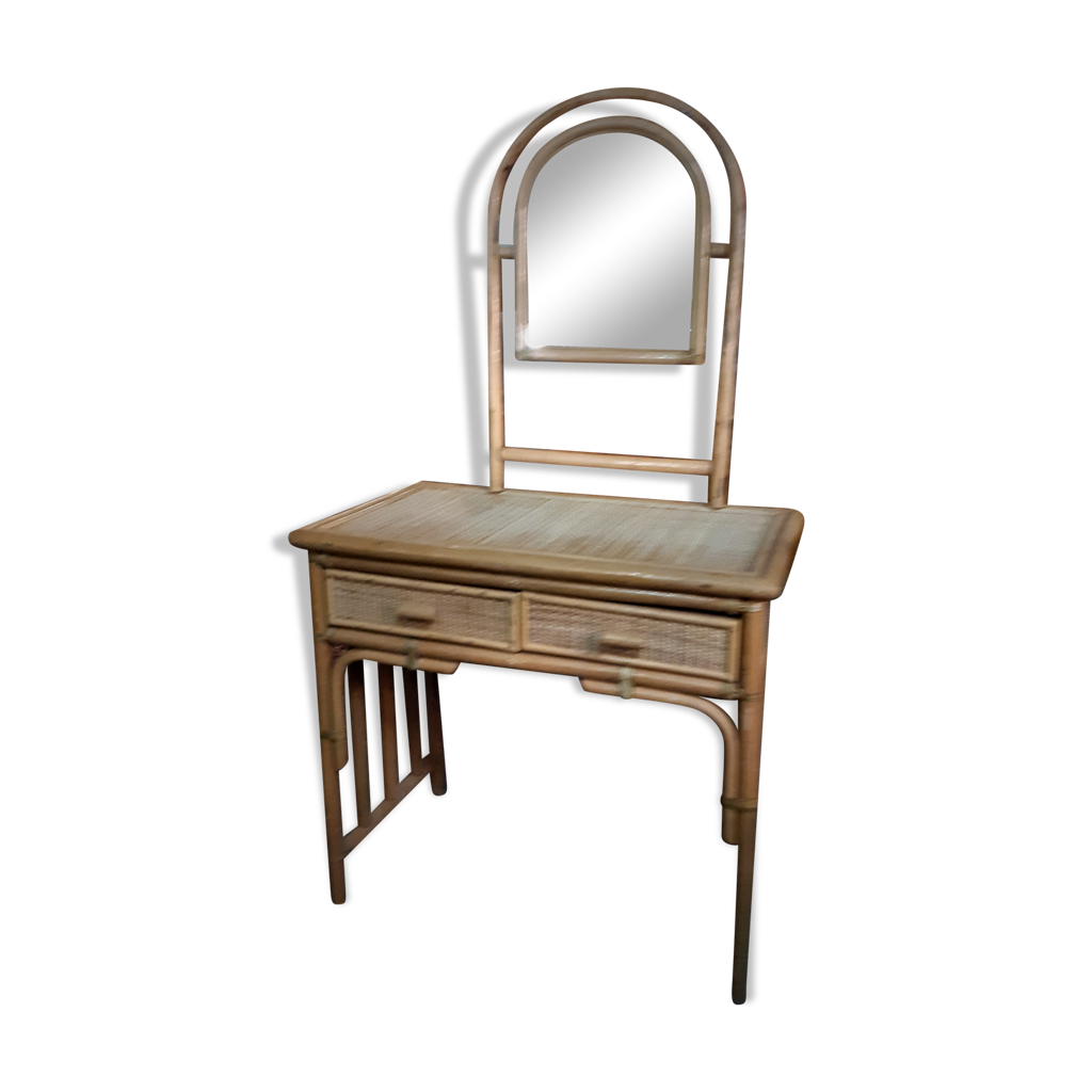 Coiffeuse en rotin bambou lien en cuir | Selency
