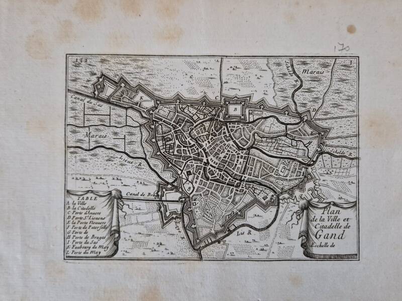 Gravure sur cuivre XVIIème siècle "Plan de la ville et citadelle de ...