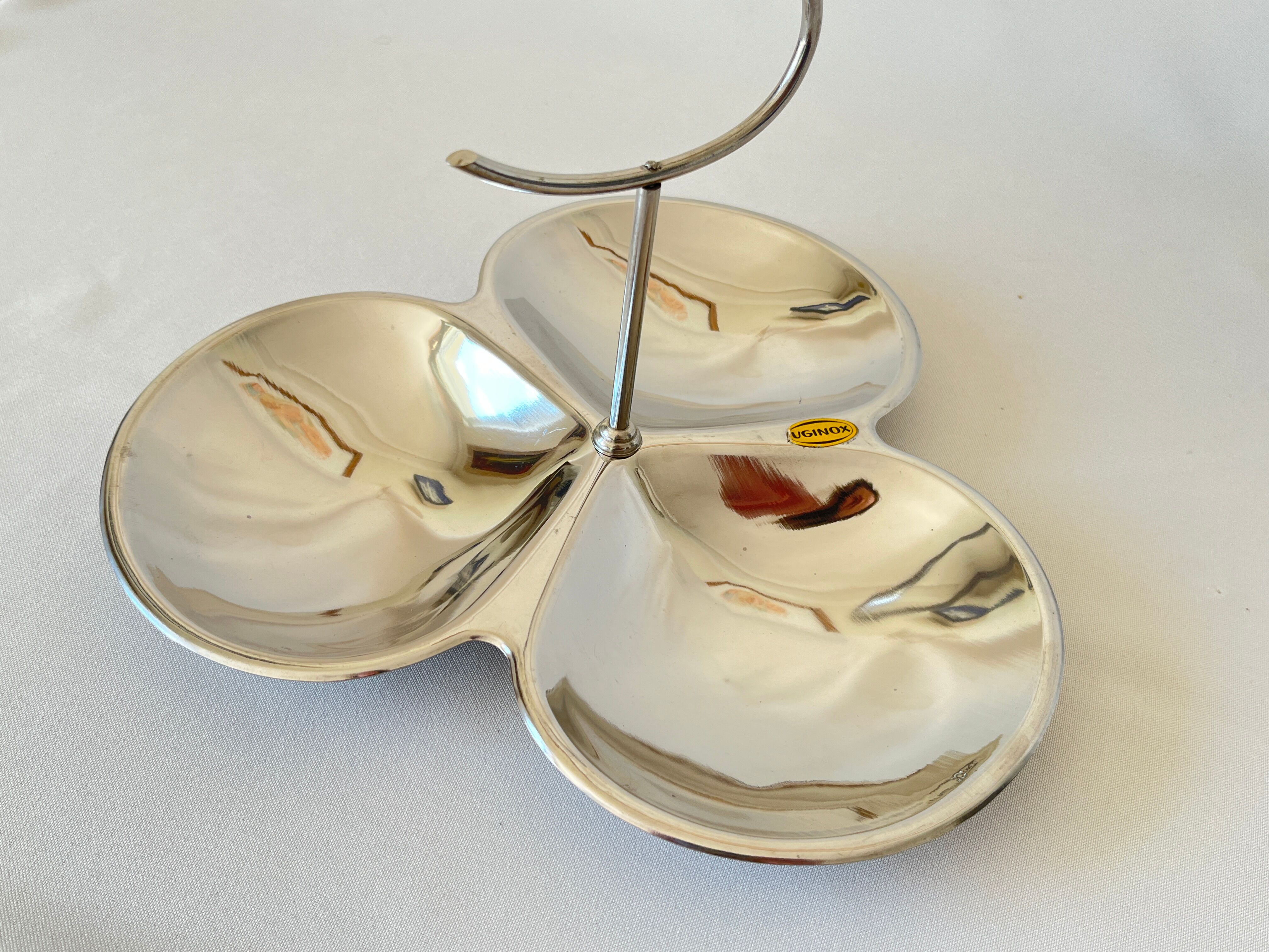 Coupelle trèfle inox uginox apéritif plat 1970 desserte | Selency