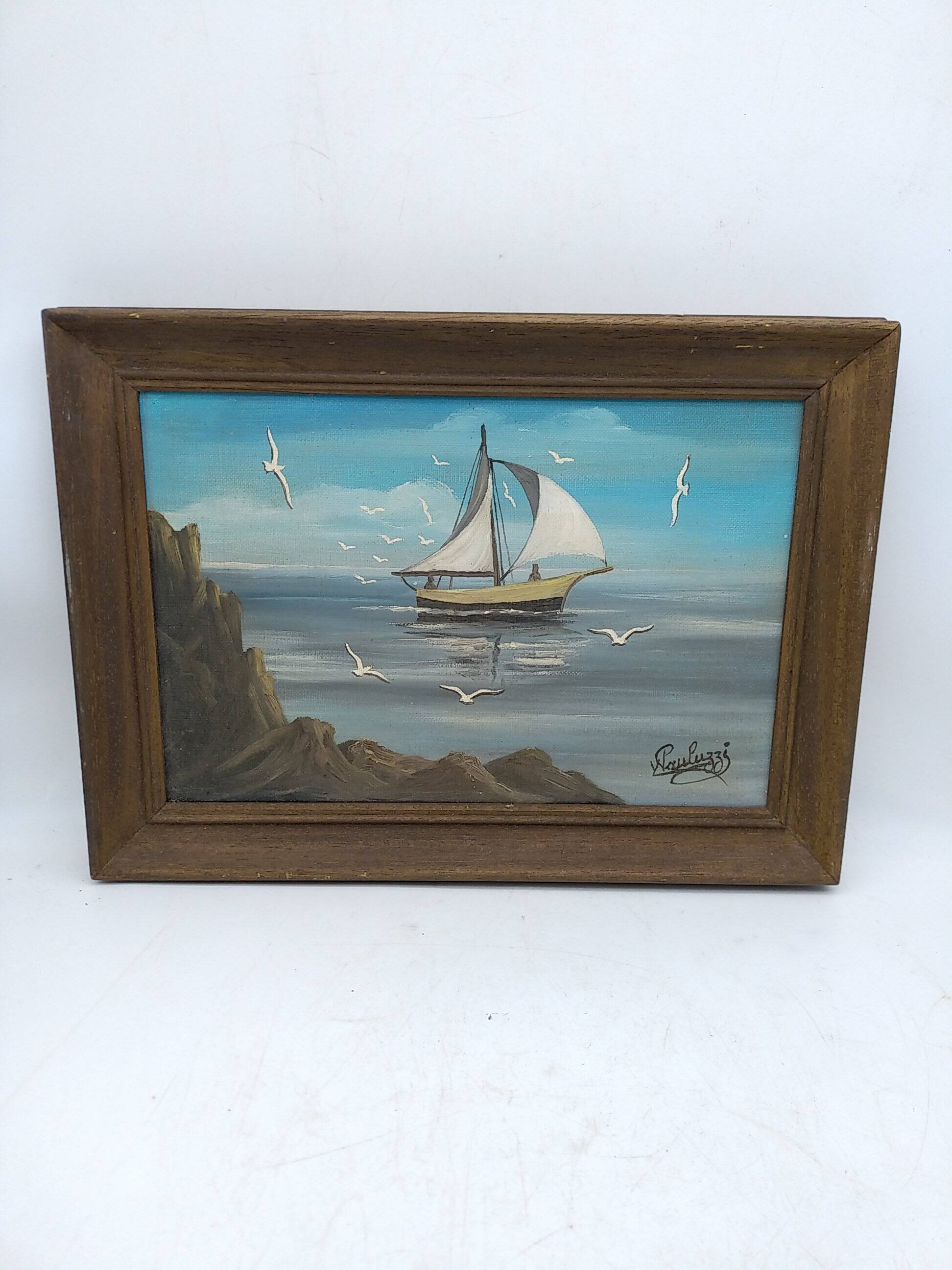 Peinture vieux grément et vol de mouettes Yvon Pauluzzi | Selency