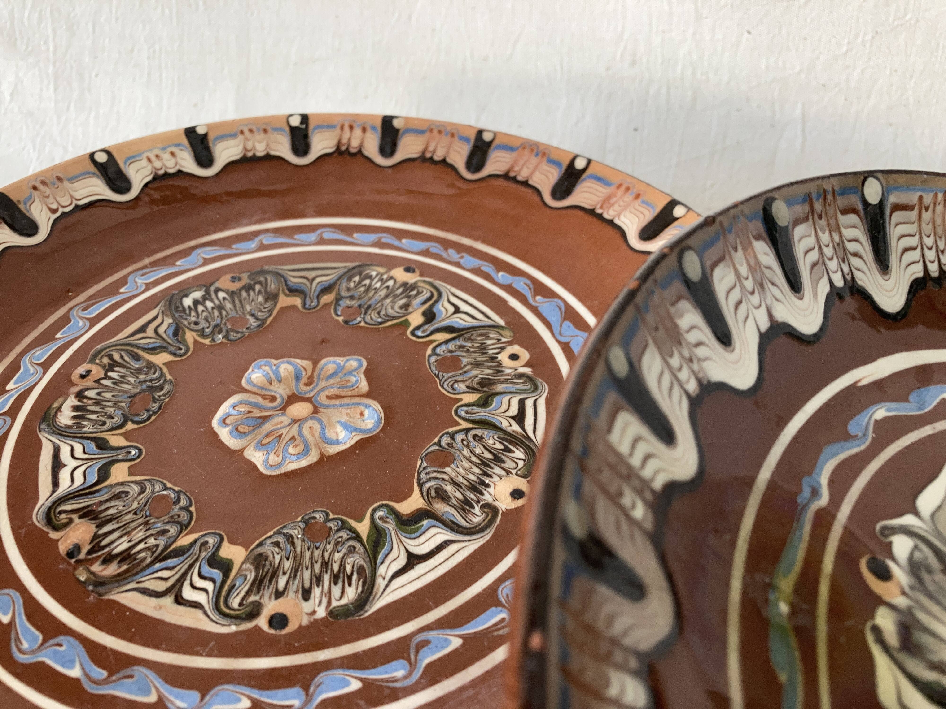 70s Bulgarian Troyan Pottery. Folk Art Ceramic Plates. Traditional Hand ...