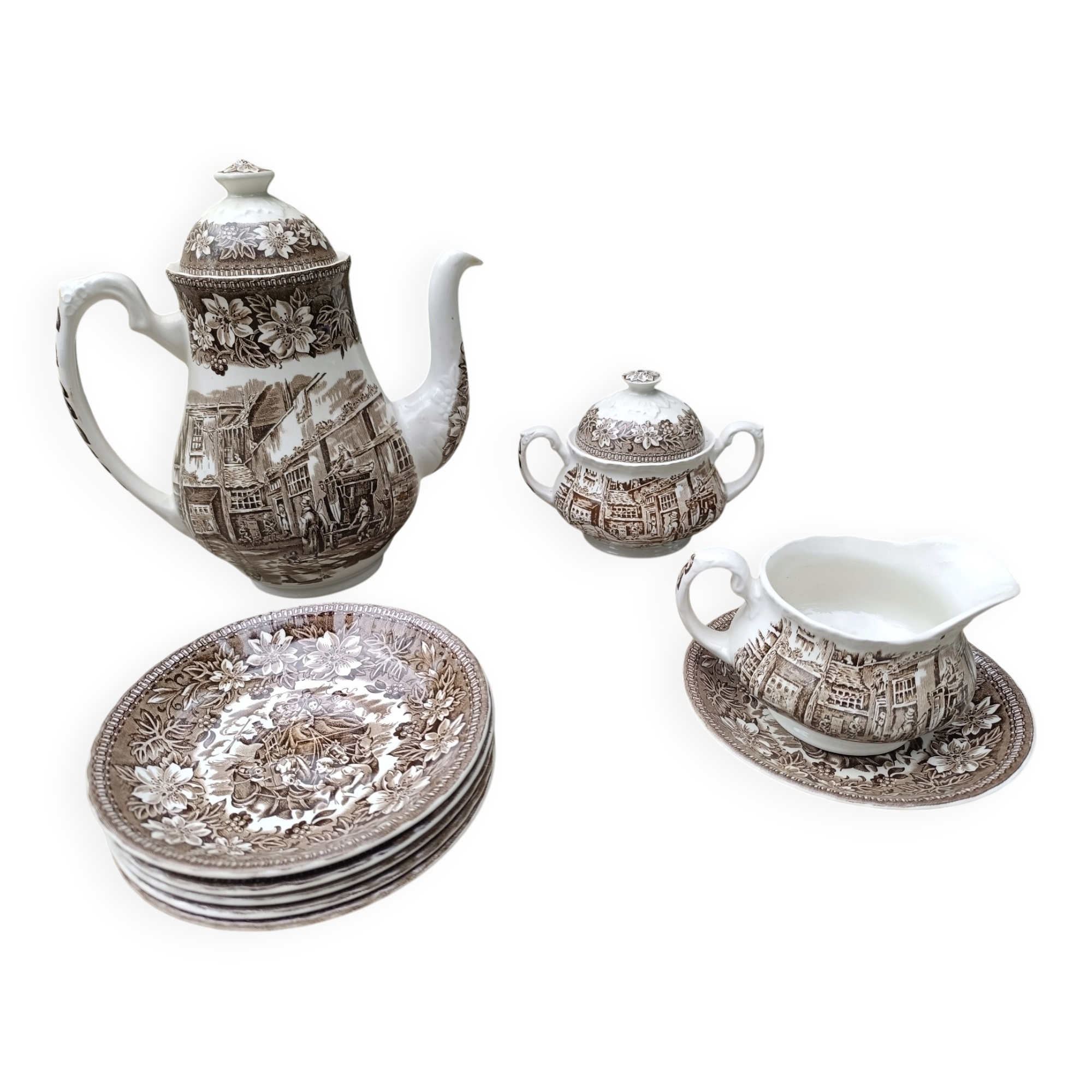 Ensemble porcelaine anglaise Royal Tudor collection Coaching taverns ...