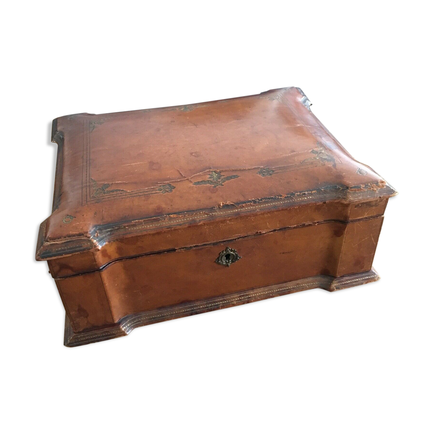 Coffret gainé de cuir empire aigle couronnes de laurier miroir biseauté ...