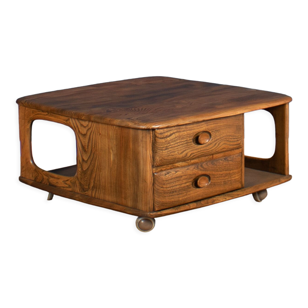 Table basse modèle 735 Ercol en orme 'Pandora Box' | Selency
