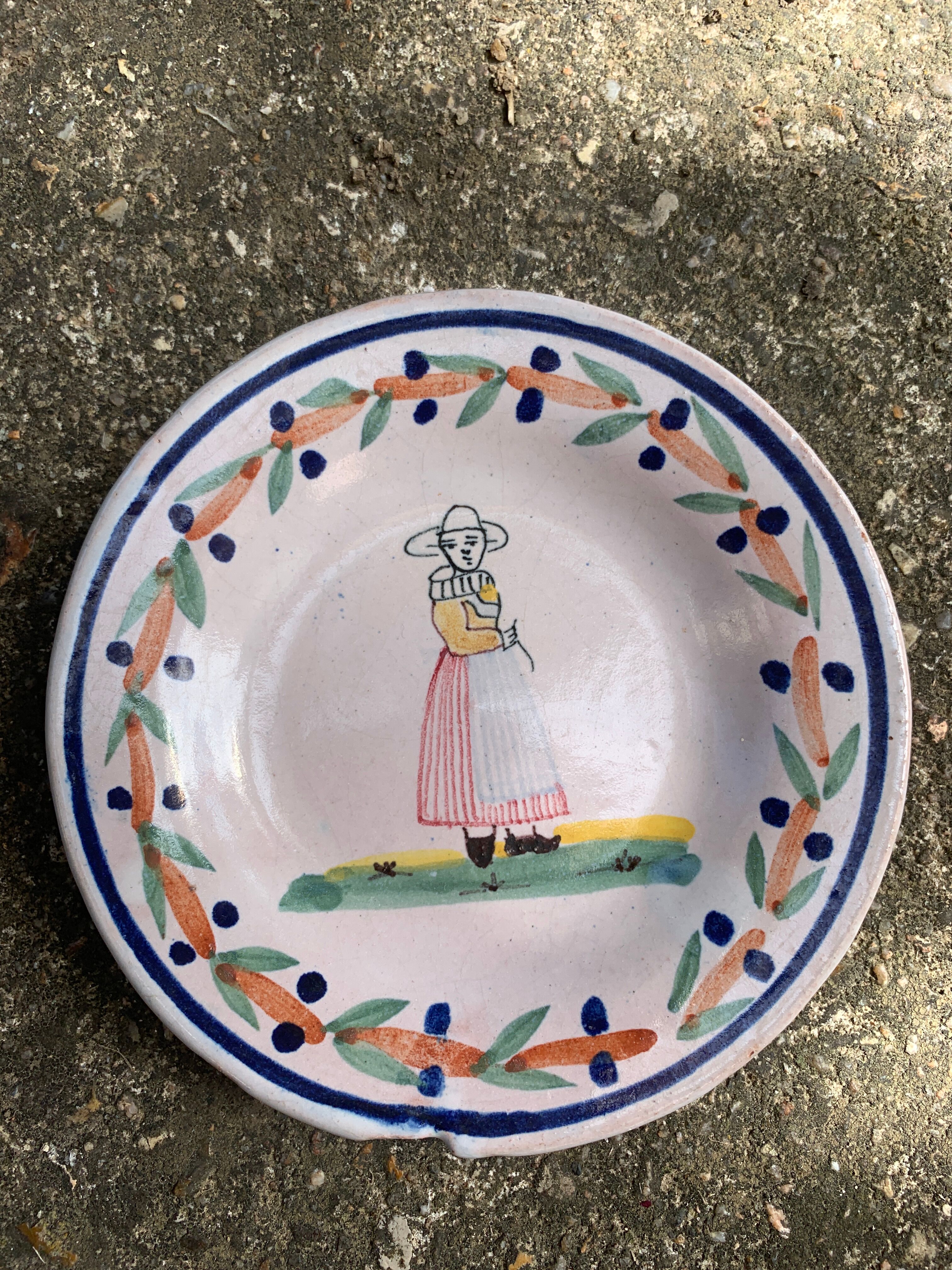 Mini assiette faïence Quimper signée PB | Selency