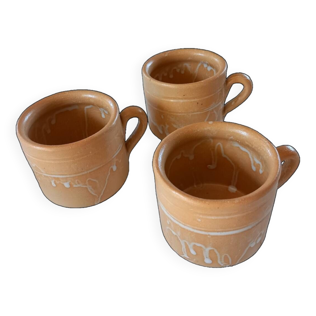 Ensemble 3 Tasses Anciennes En Grès Selency