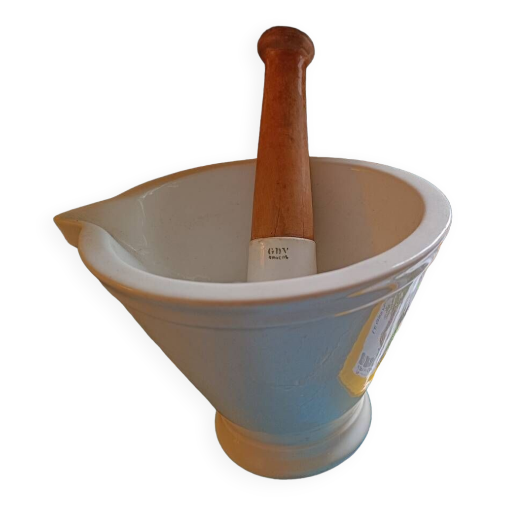 Mortier et son pilon en porcelaine émaillée de la marque GDV | Selency
