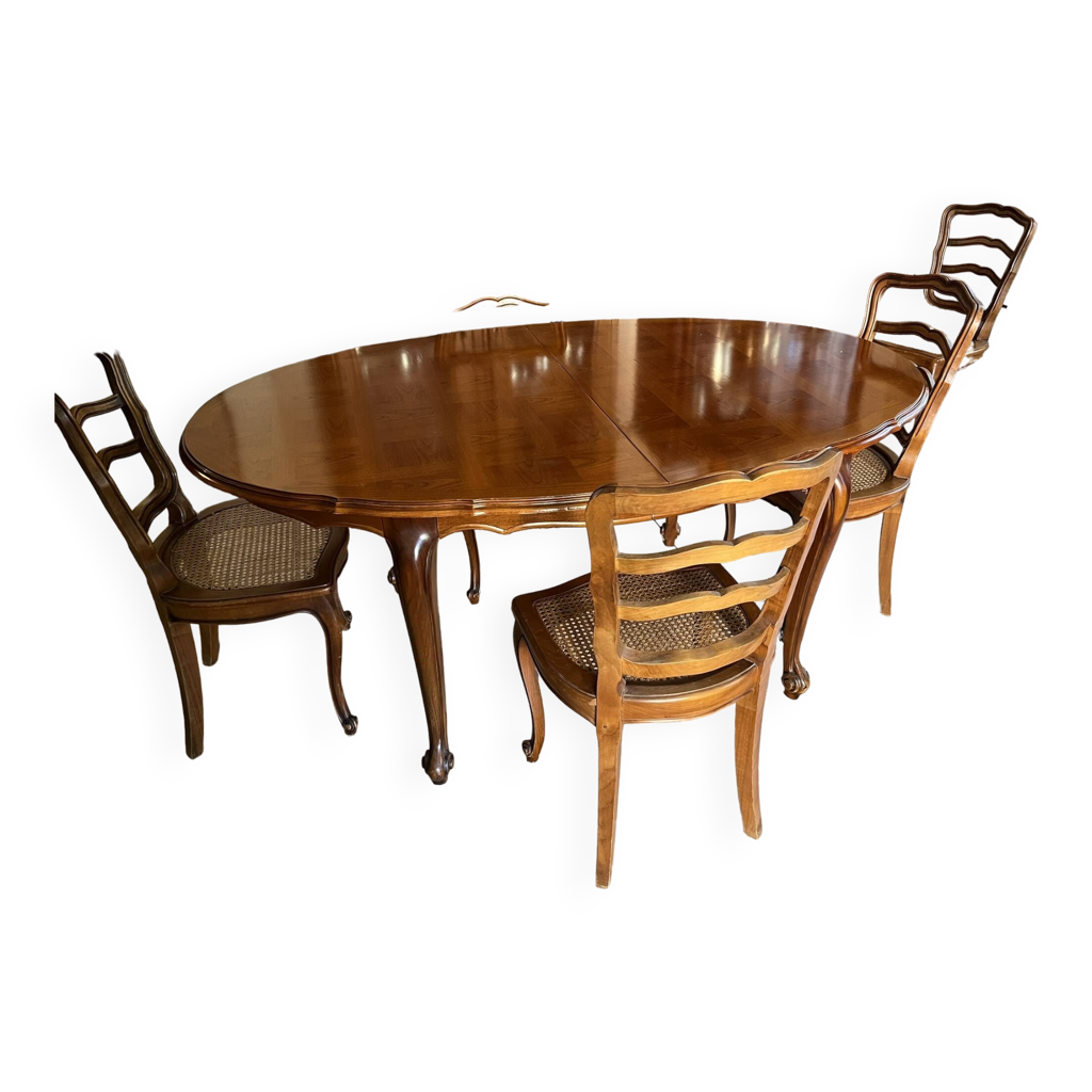 Table à manger ovale à rallonge extensible et 4 chaises | Selency