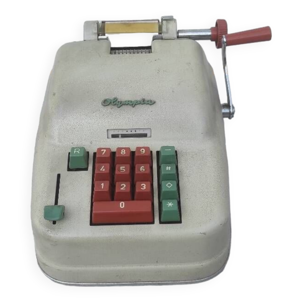 Machine à calculer mécanique ancienne avec ticket Olympia Vintage | Selency