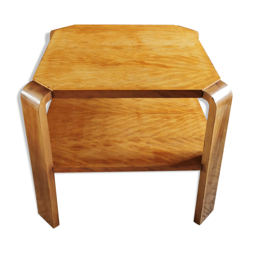 Table basse art déco carrée en bois clair | Selency