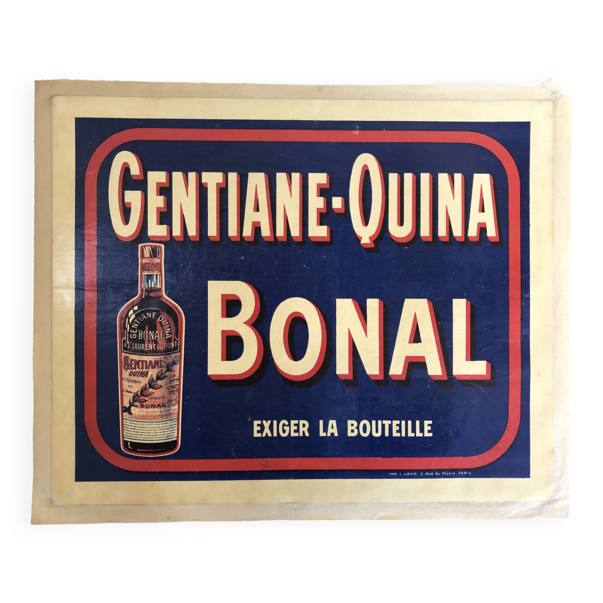 Affiche publicitaire Gentiane Quina BONAL (marouflée sur toile ...