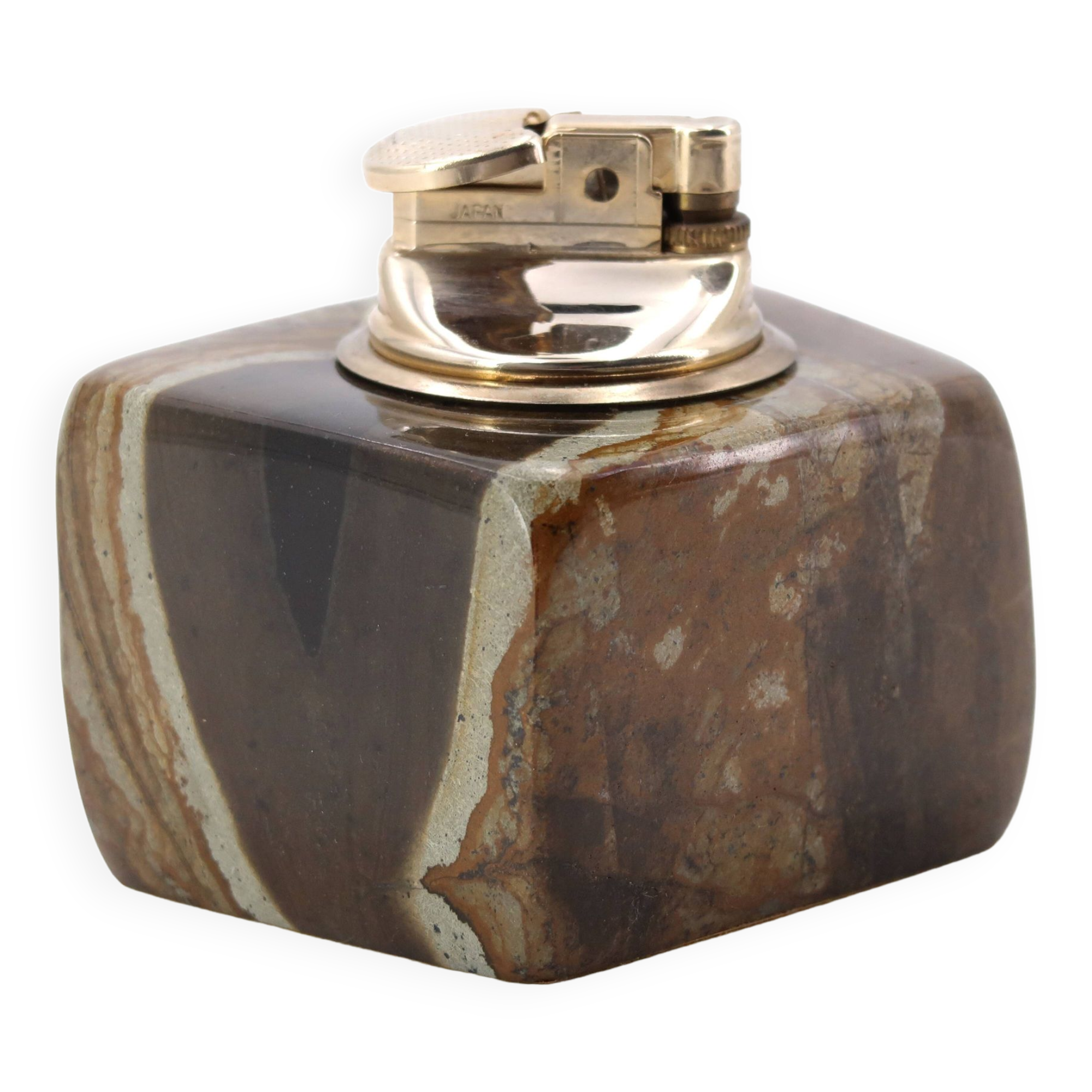 Briquet de table en Jaspe marron, années 70 | Selency